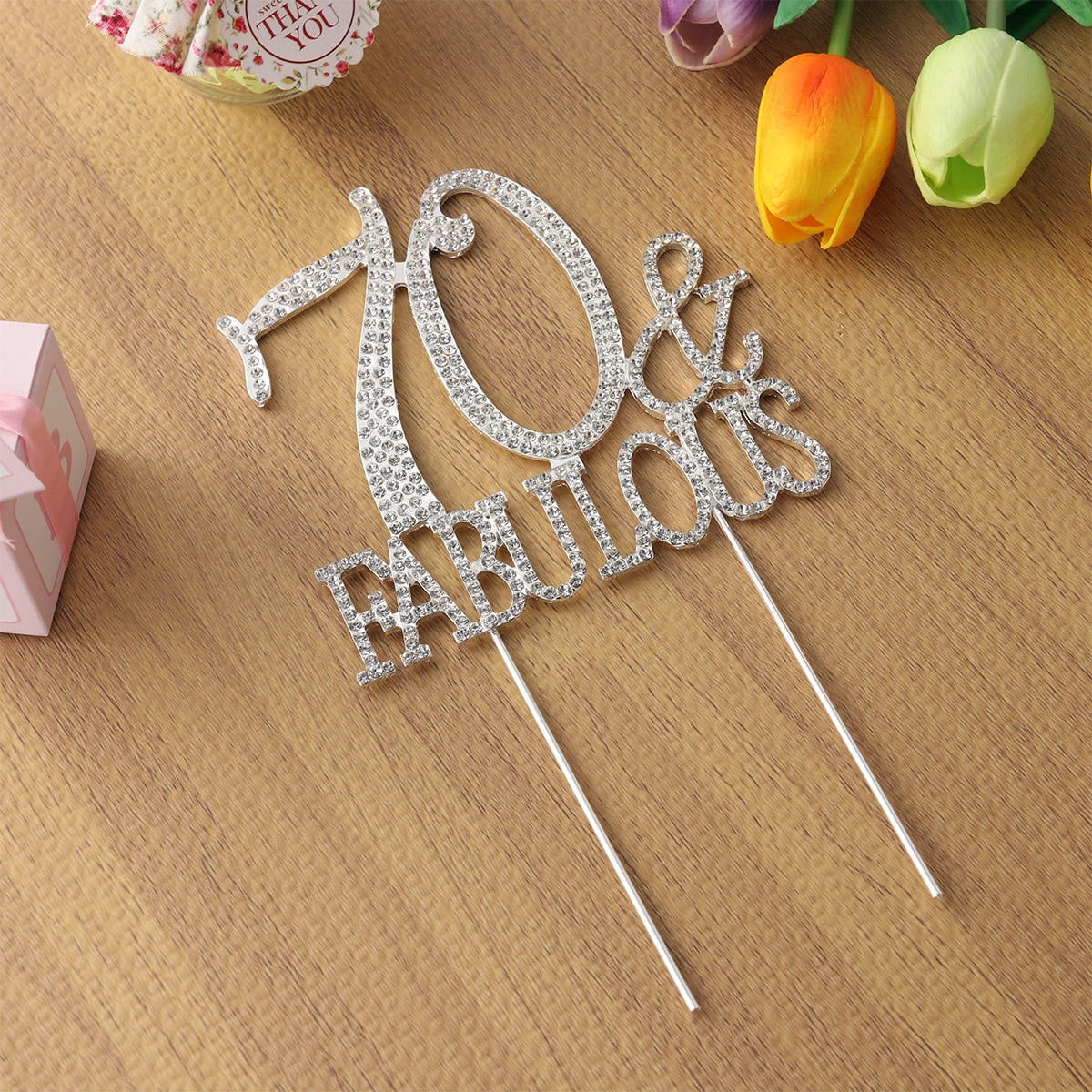 MLINS Silver Rhinestone Cake Topper Stunning Number Design Durable ...