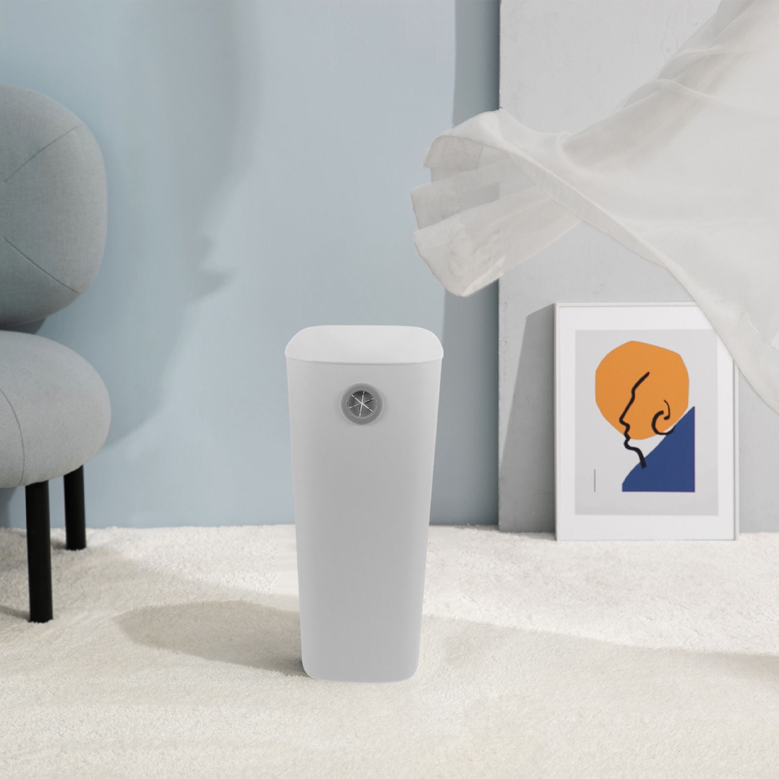 MLINS Slim Kitchen Bin Trash Can in White Made of PP and for Longterm ...