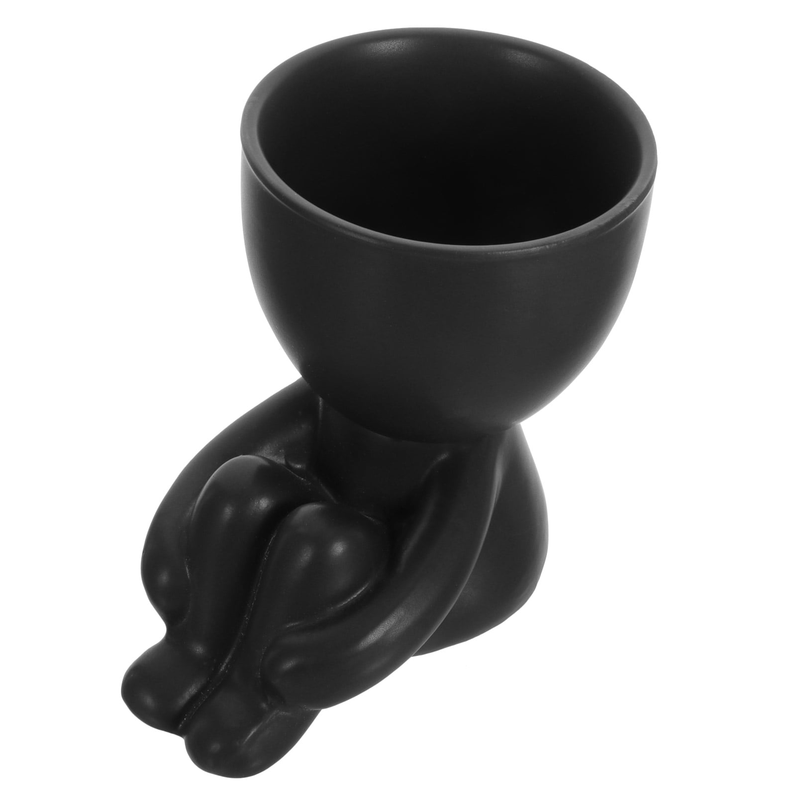 MLINS Small Flower Pot Ceramic Flowerpot Tall Planters Office Black ...