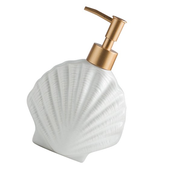 FOMIYES Bathroom Soap Dispenser Pump Ceramic Shell Shaped White 1Pack 7 ...