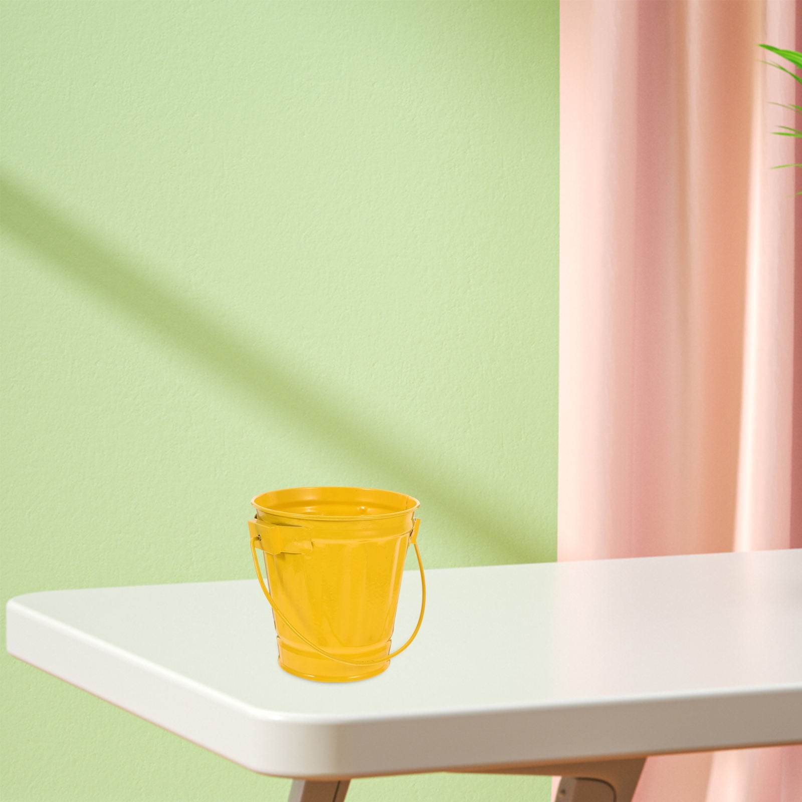 MLINS Small Metal Bucket Desktop Small Storage Bin Round Metal Storage ...