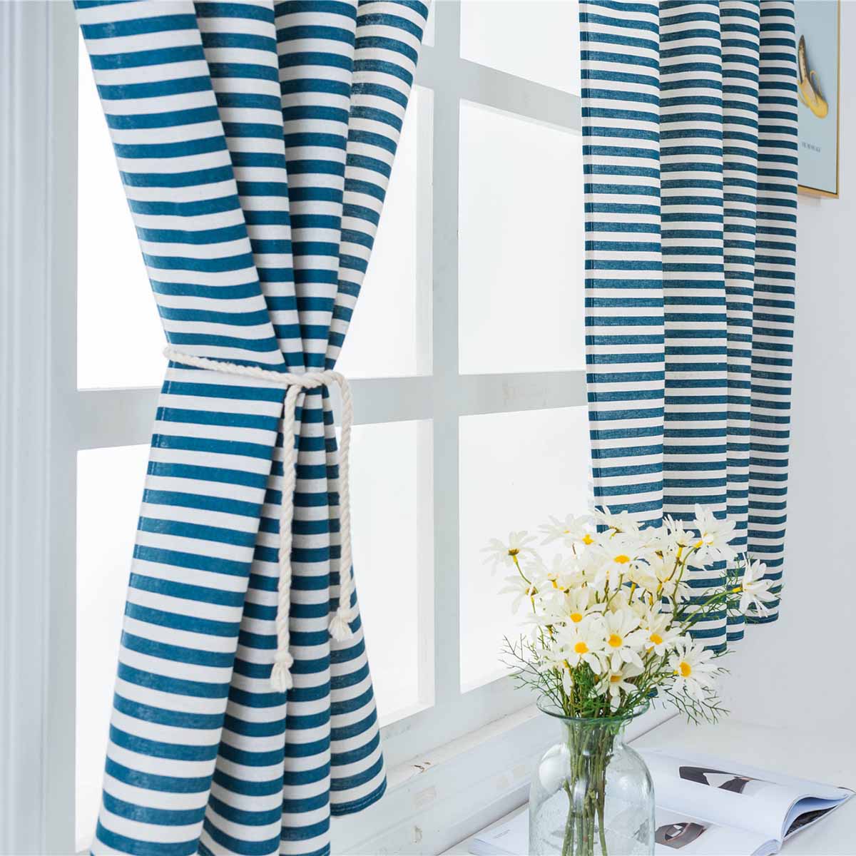 AURARMLET Kitchen Valance Curtains Sky-Blue Rustic 1Pcs 39x51in ...