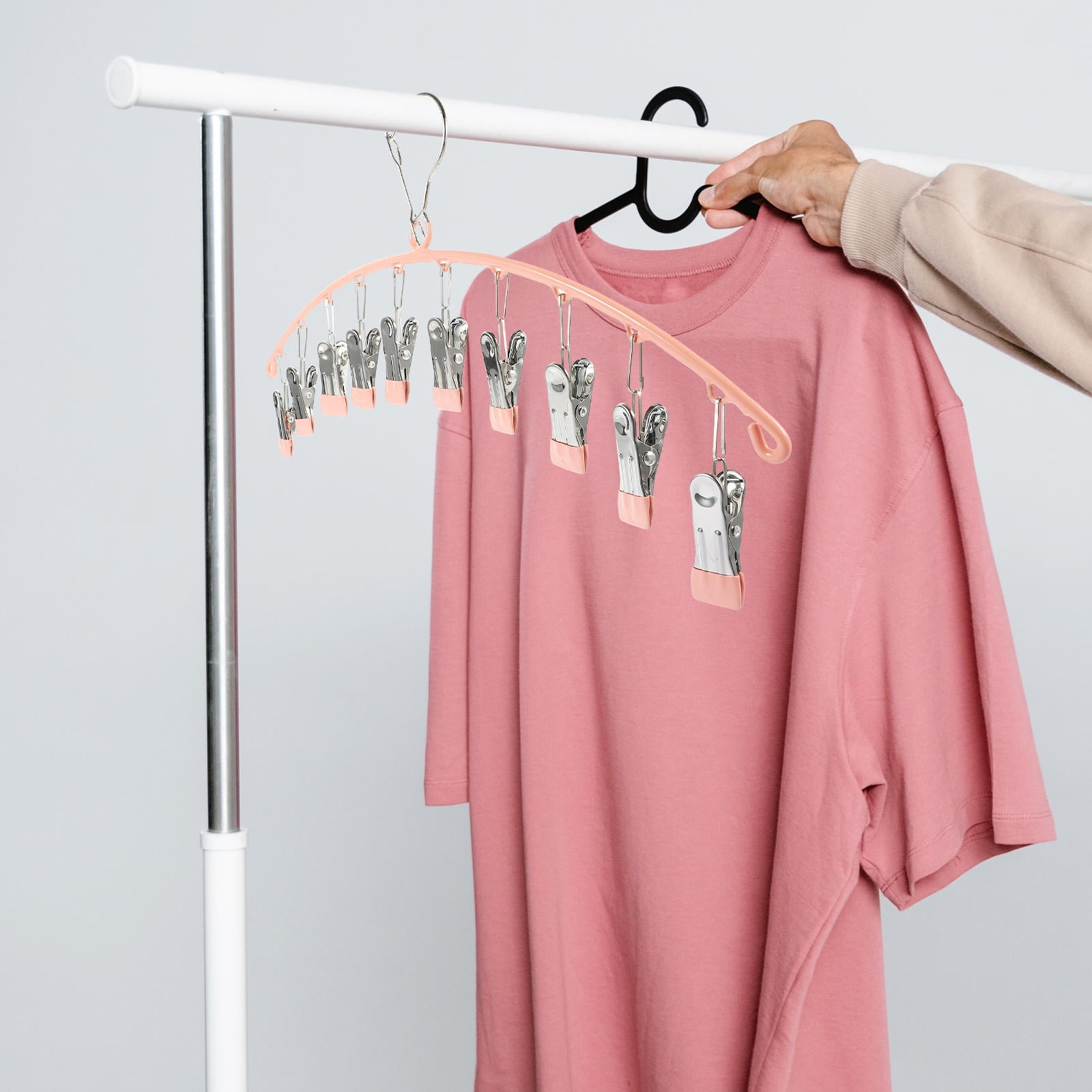 PTOOTP Stainless Steel PP Sock Drying Rack Pink Home Laundry Organizer ...