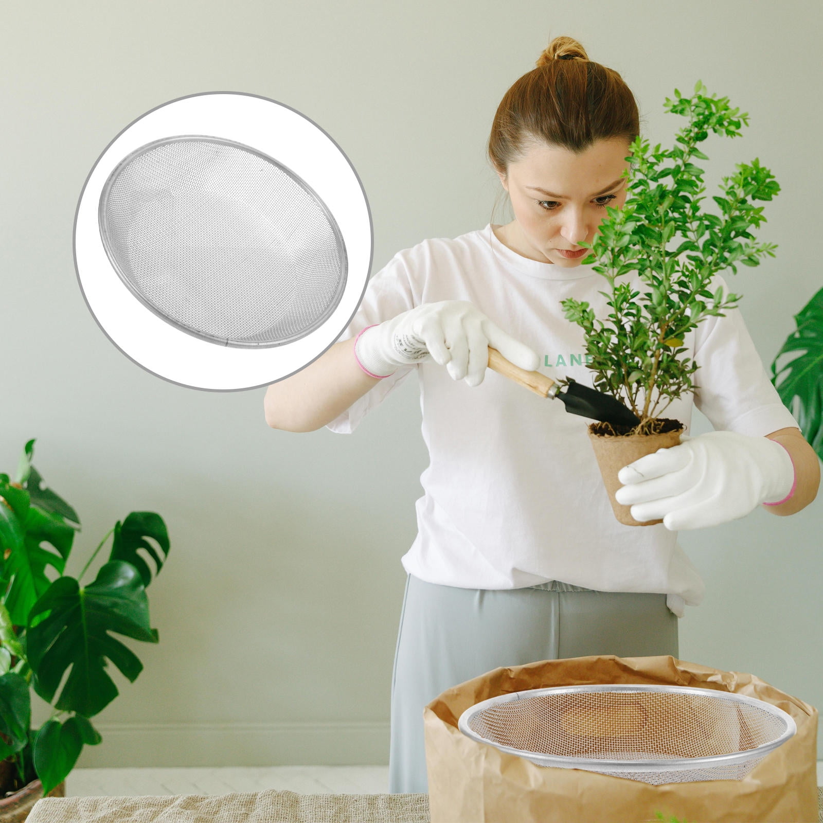 MLINS Soil Sifter Mesh Rock Garden Sieve Metal Dirt Sifter Beach Sand ...