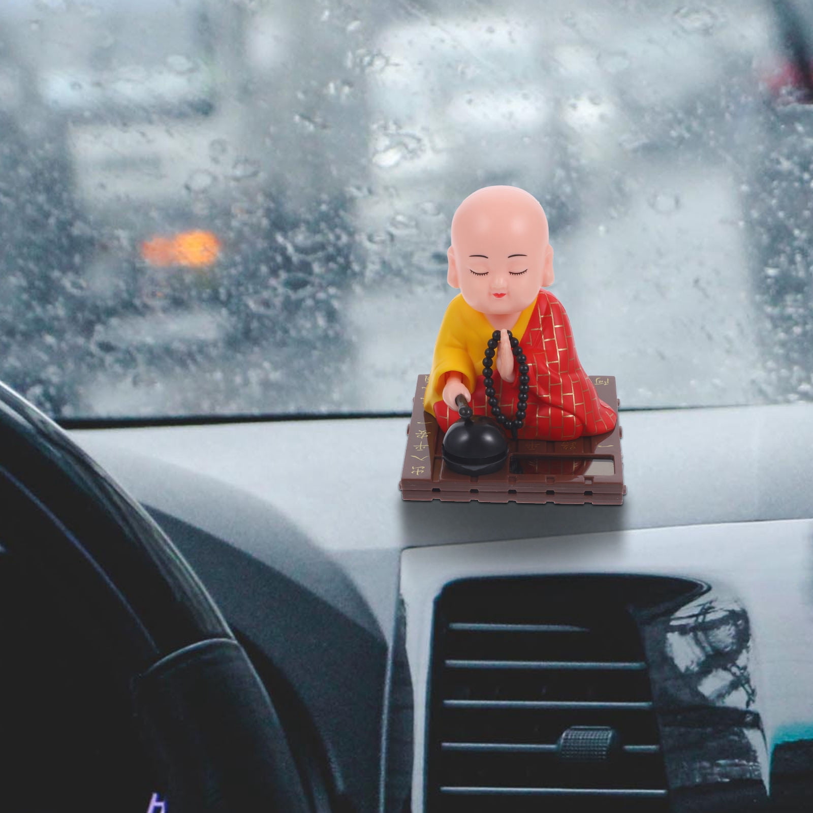 MLINS Solar Powered Monk Shaking Head Car Ornament Dashboard Decoration ...