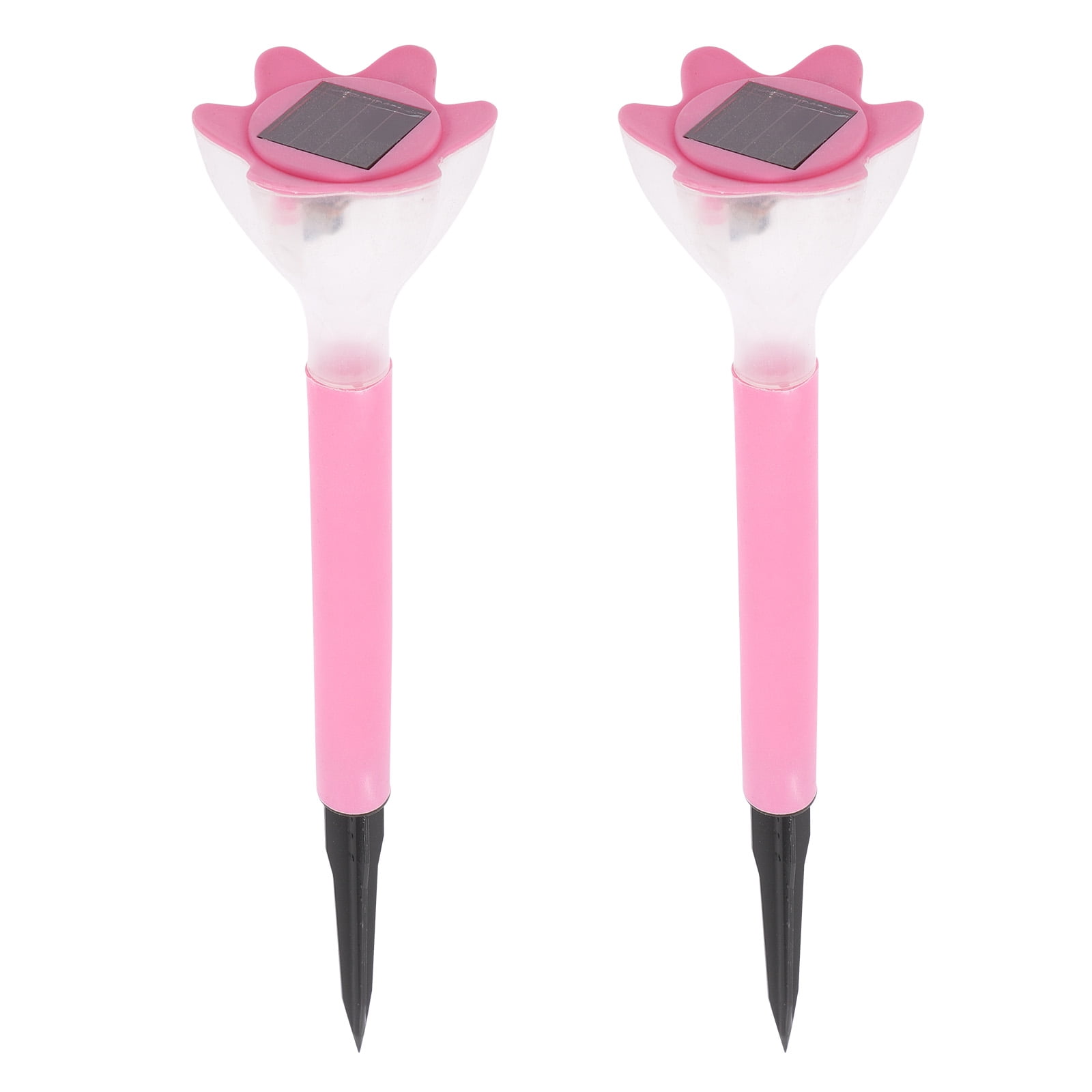 MLINS Solar Powered Pink Plastic Flower Lights for Garden Pathway ...