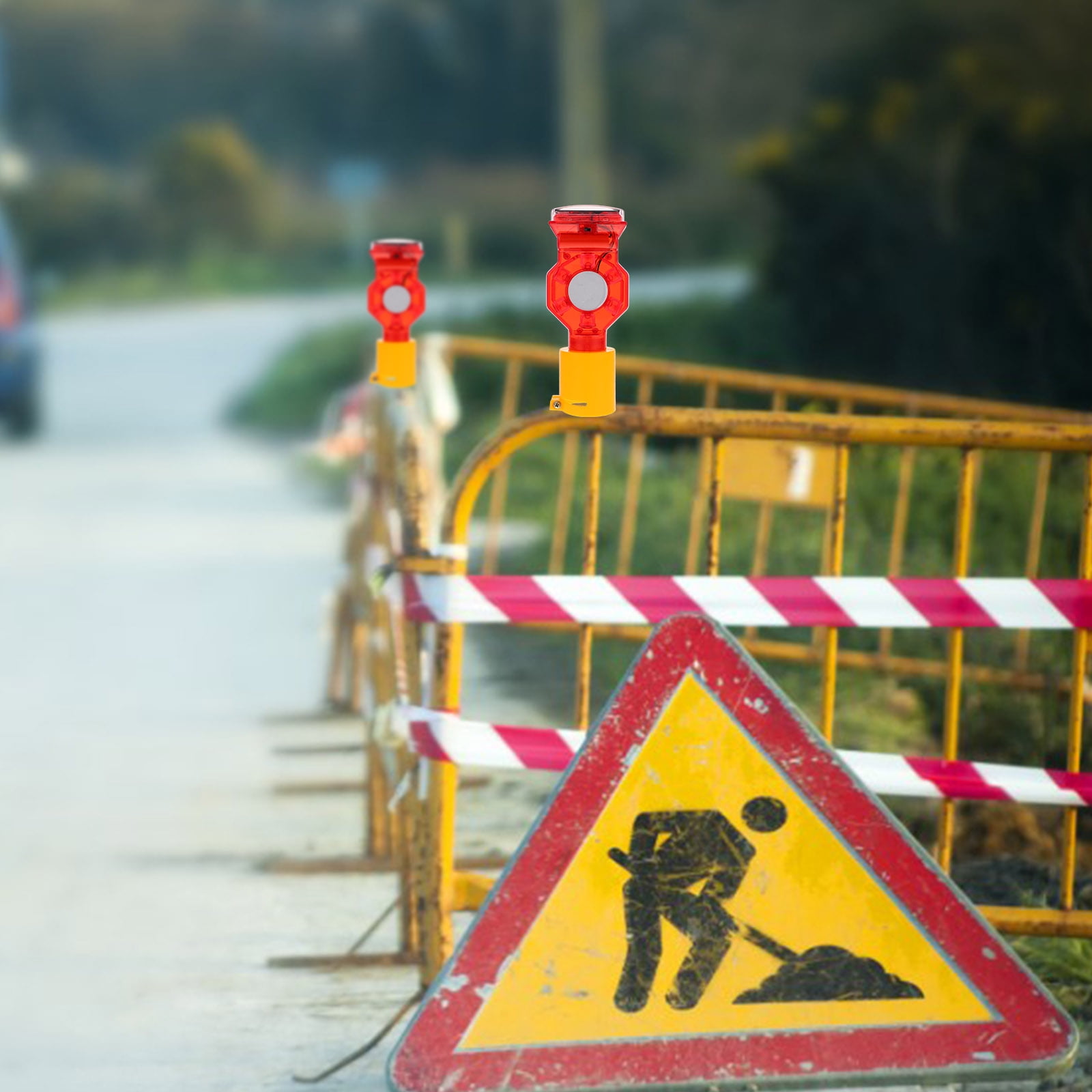 MLINS Solar Strobe Traffic Flashing Light Dual Sides Emergency Beacon ...