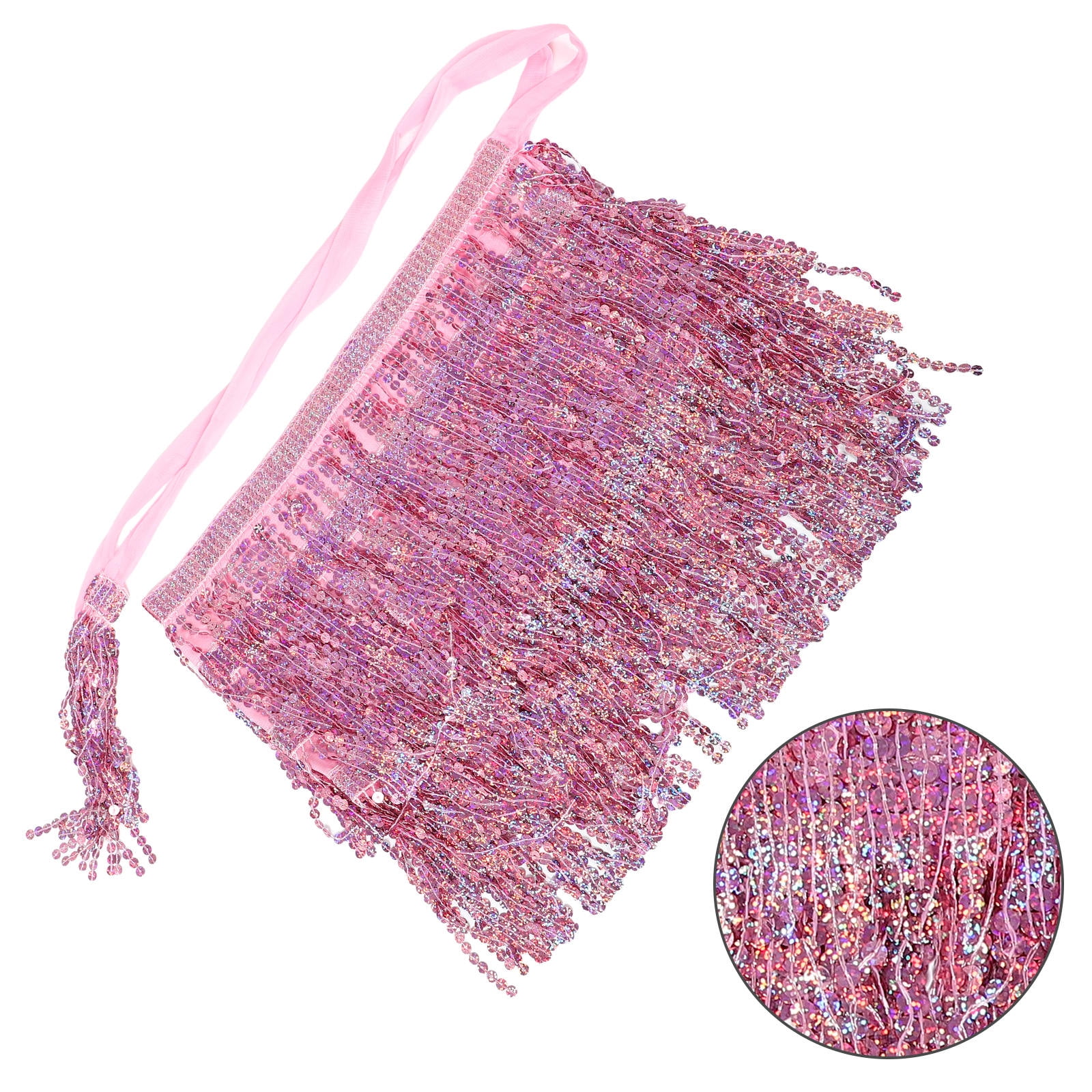 MLINS Sparkly Dance Skirt with Sequins Tassels Fringe Hip Scarf Belt Glitter Party Skirt Rave ...