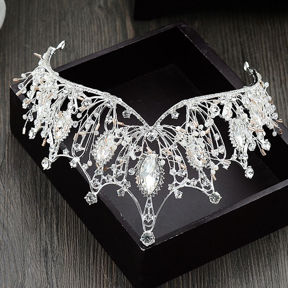 MLINS Sparkly Rhinestone Crown for Wedding Decoration Silver Free Size ...