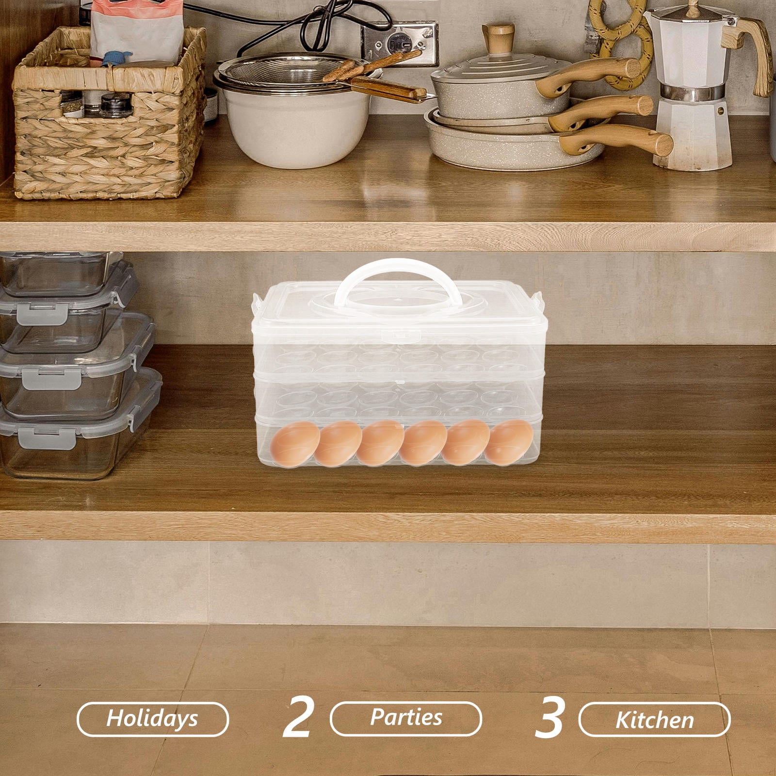 MLINS Transparent Egg Storage Tray with Lid and Handle Stackable ...