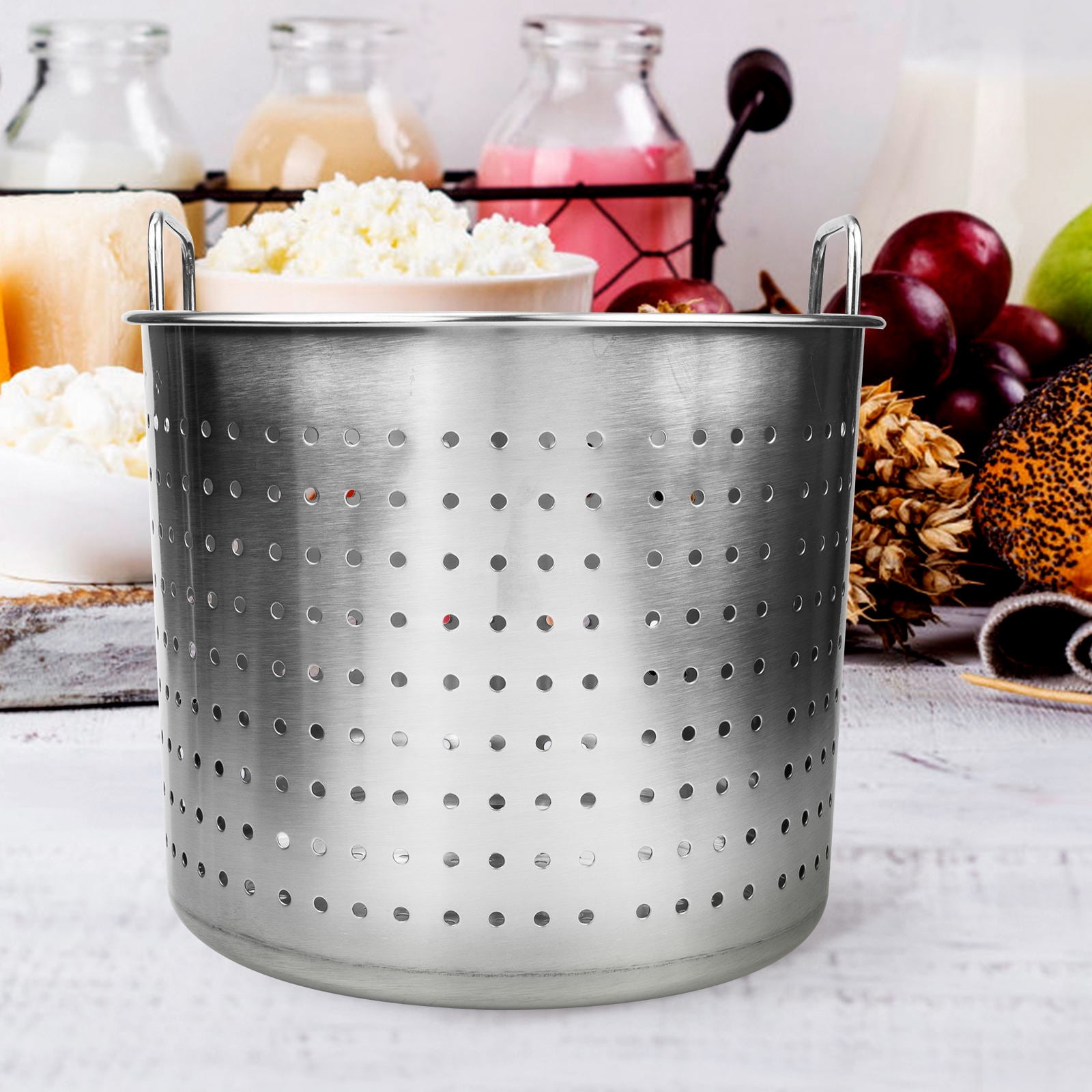 MLINS Stainless Steel Leaky Boil Pot Crawfish Boiler Basket Drip Silver ...