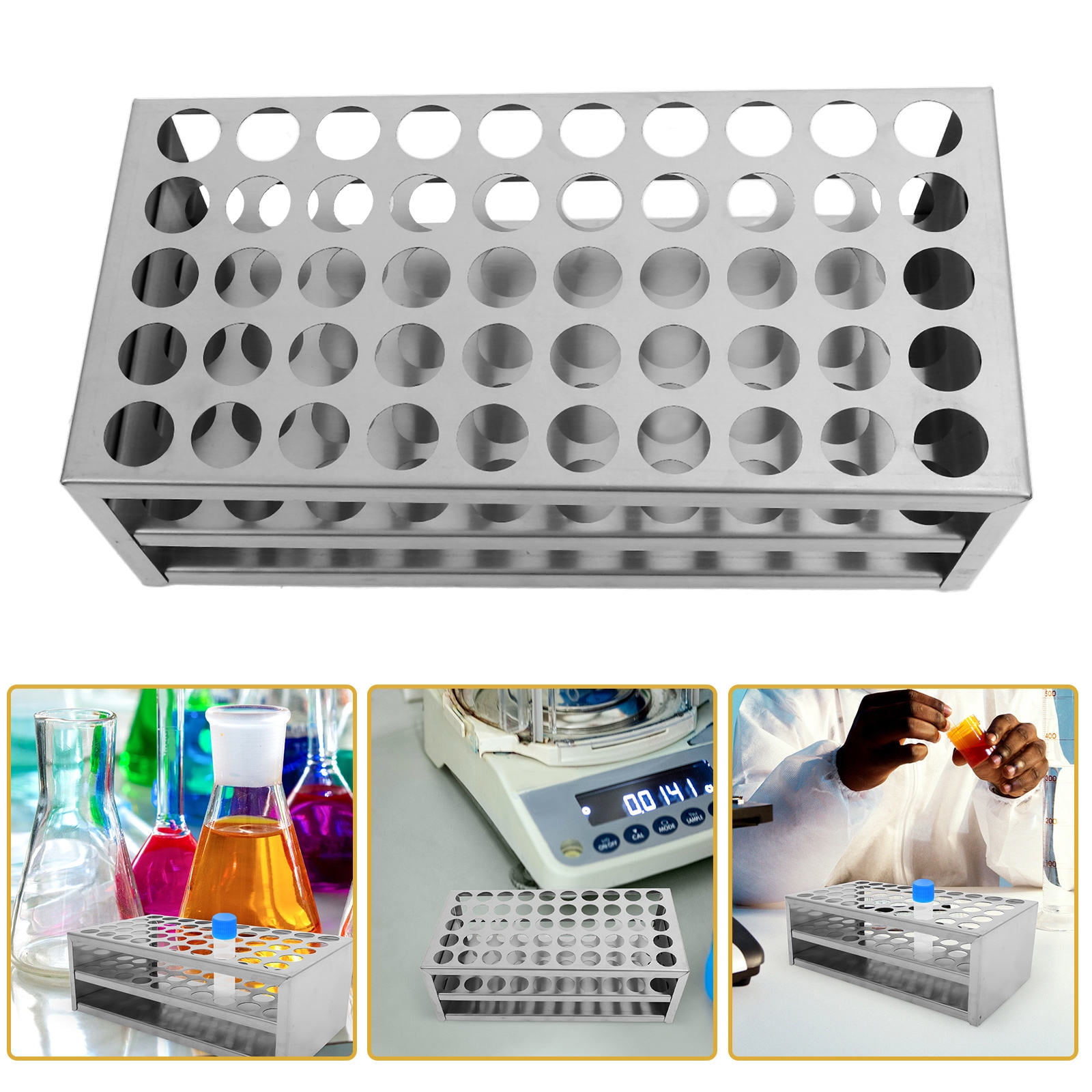 MLINS Stainless Steel Test Tube Rack for Storage Silver Efficient ...