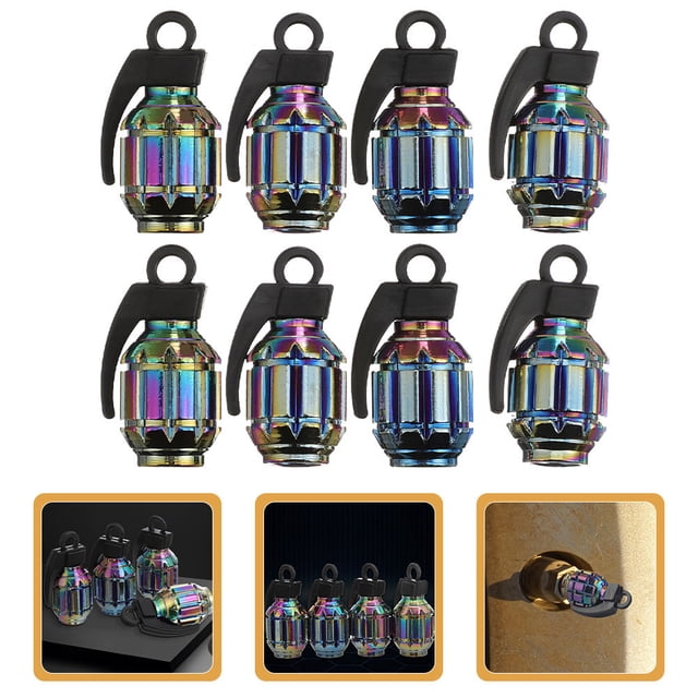 MLINS Stainless Steel Tire Valve Caps for Car Use Multi Color 8 Pieces ...