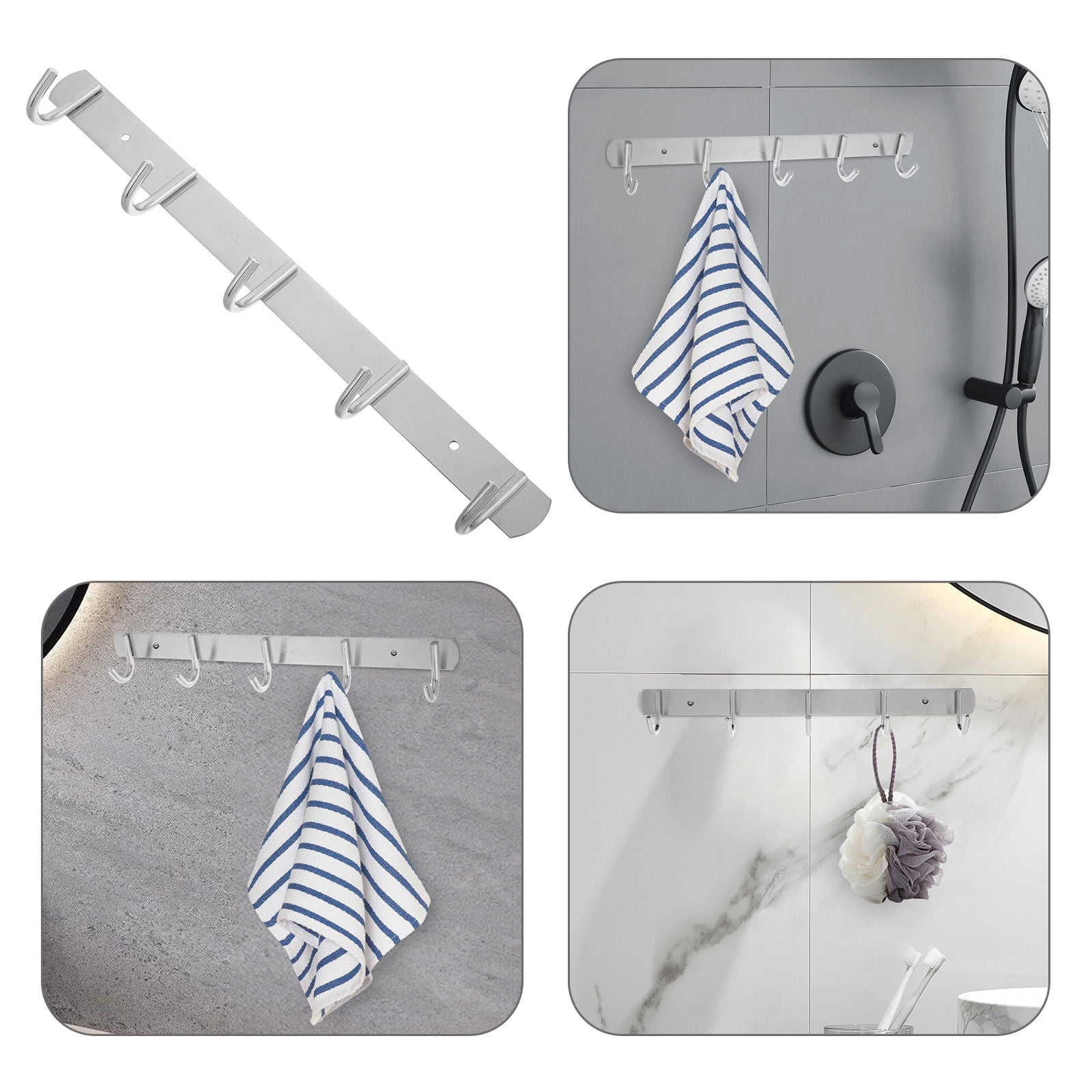 MLINS Stainless Steel Wall Mount Heavy Duty Hook Row for Bathroom Towel ...