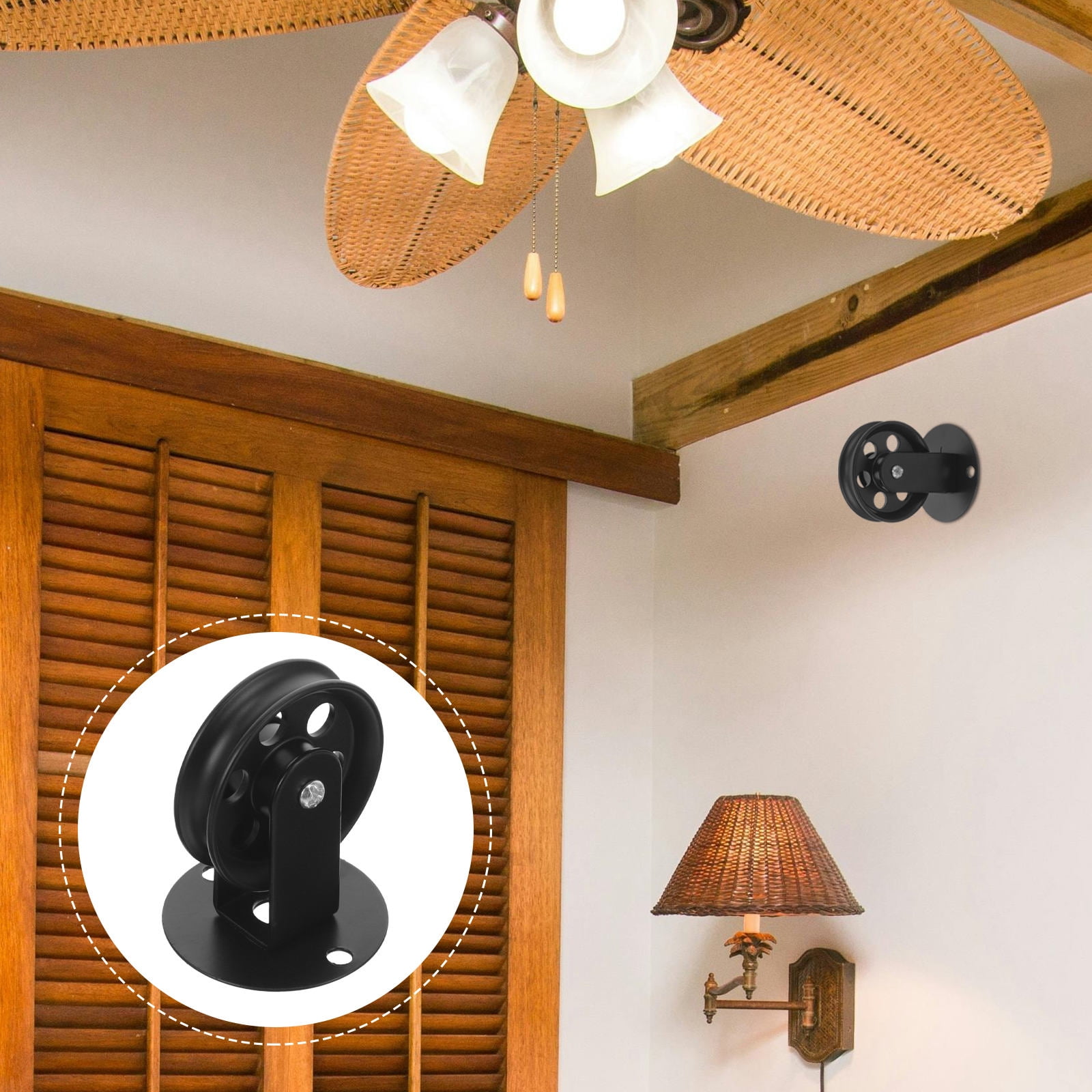 MLINS Steel Cable Pulley Pulleys for Rope 6.50X5.00X5.00CM Black ...