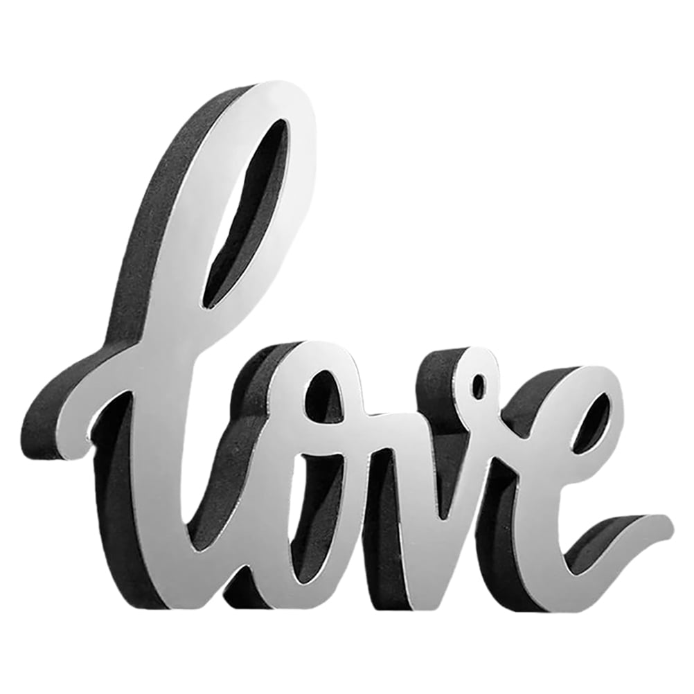 KONTONTY Silver Acrylic Love Desk Sign Decor with Simple Artistic ...