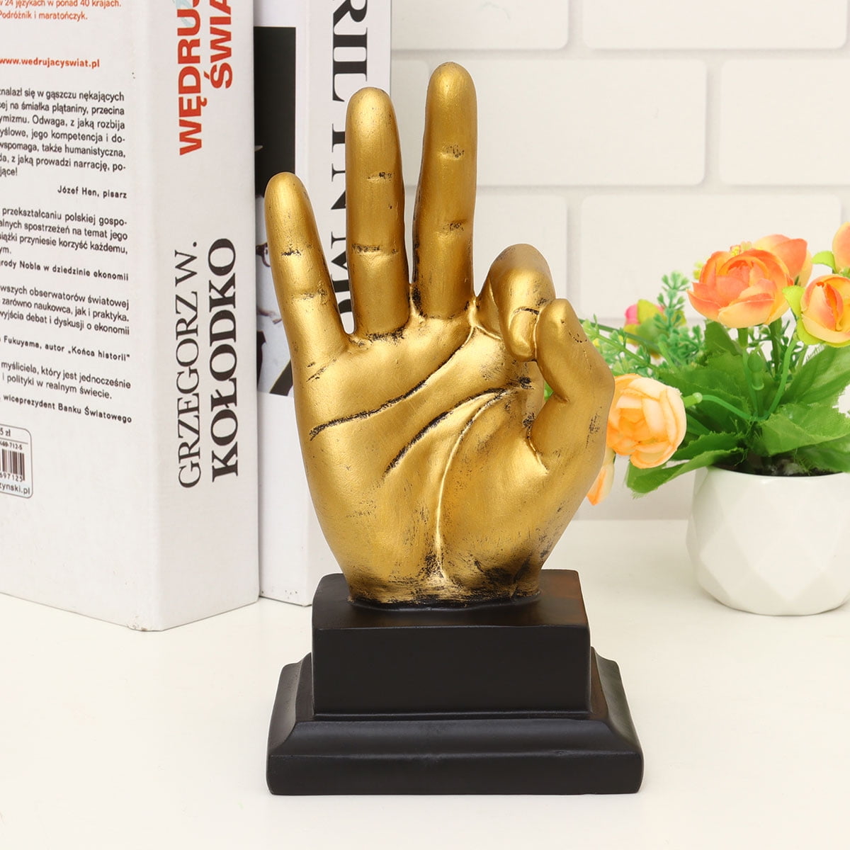 MLINS Success Sculpture Antique Gesture Golden Hand Finger Signs Marks ...