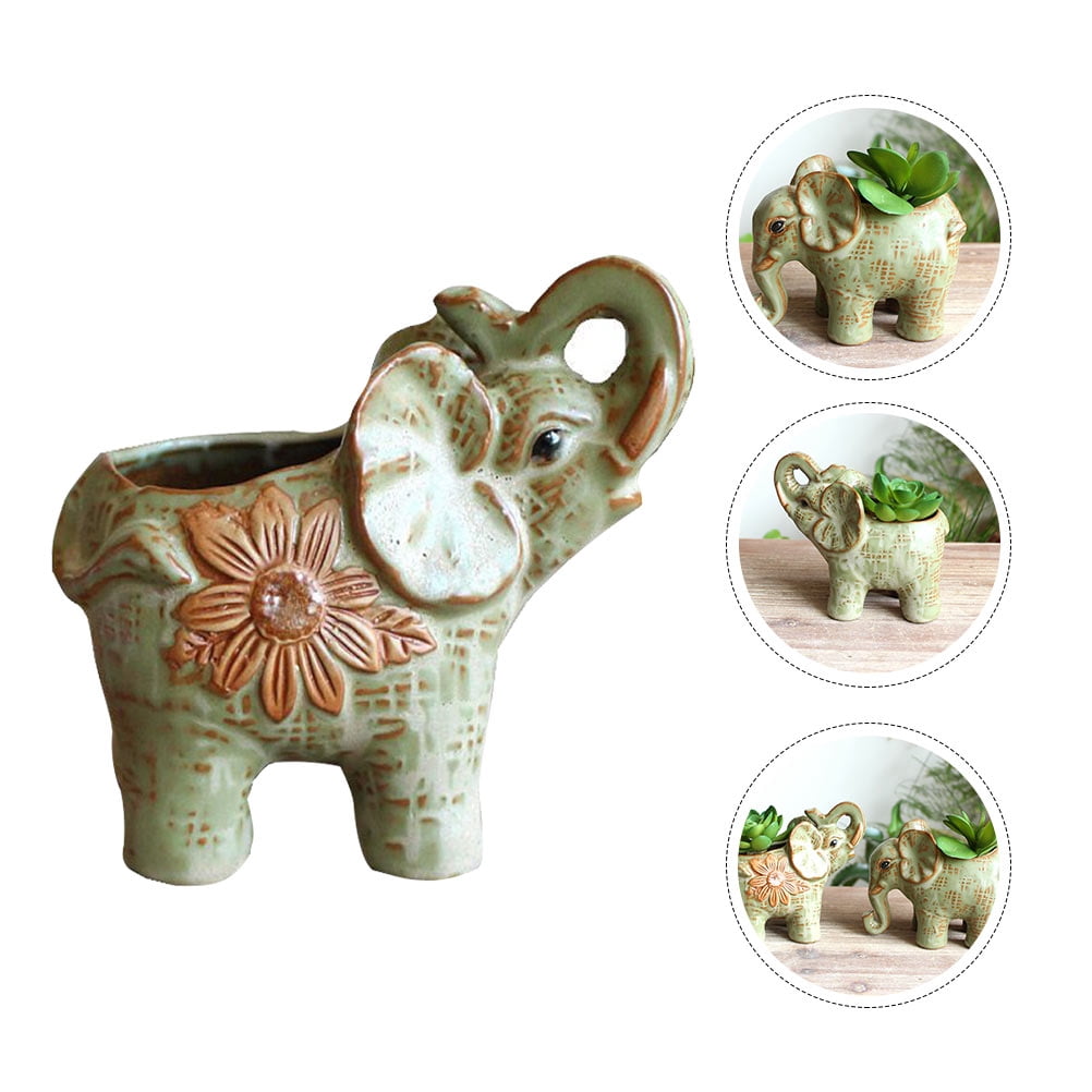 MLINS Succulent Flower Pot Cute Elephant Planter Planters for Indoor ...