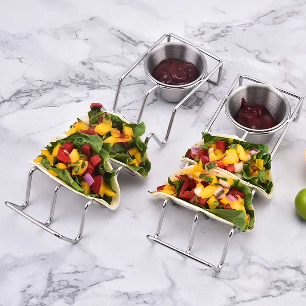 MLINS Taco Holder Taco Display Rack Taco Plate Woman 27X7.3X4CM Silver ...