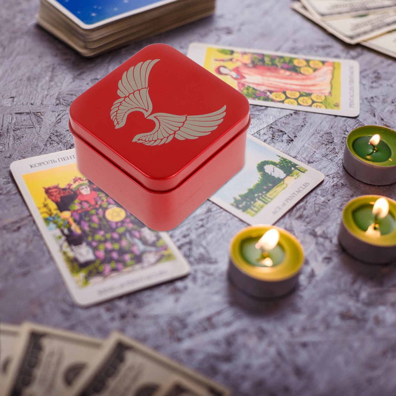MLINS Tarot Card Container Iron Storage Canister For Tarot Cards Square ...