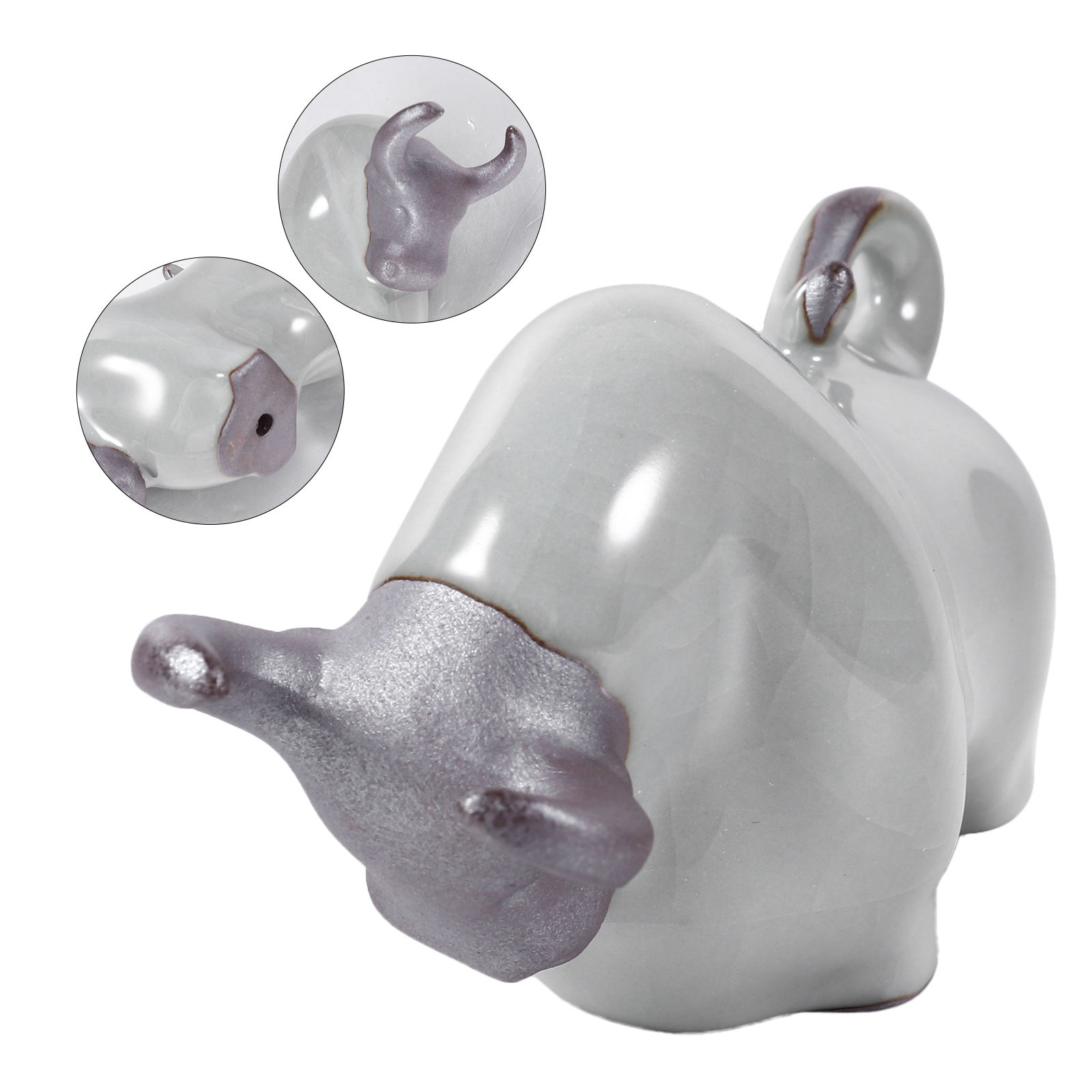 MLINS Tea Pet Ornament Feng Shui Bull Statue Clay Cattle Figurine ...