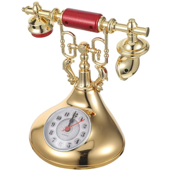 OHOIOLLA Vintage Telephone Clock Decor Abs Material 1Set 7.5x7.1x4.9In ...