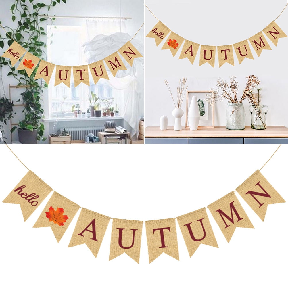 MLINS Thanksgiving Party Garland Maple Leaves Banner Fall Decorations ...