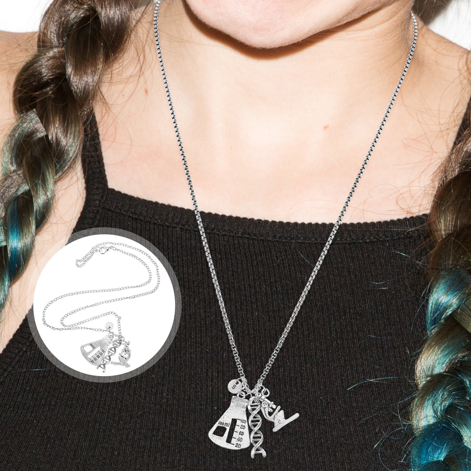 MLINS Themed Necklace Lab Equipment Jewelry DNA Structure Pendant ...