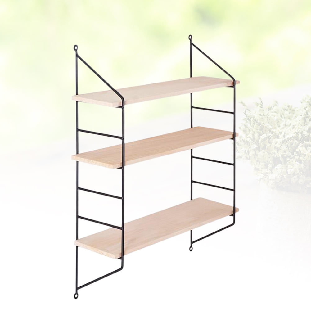 MLINS Three Layers Wall Shelf Solid Wood Frame Organizer Shelf Floating ...