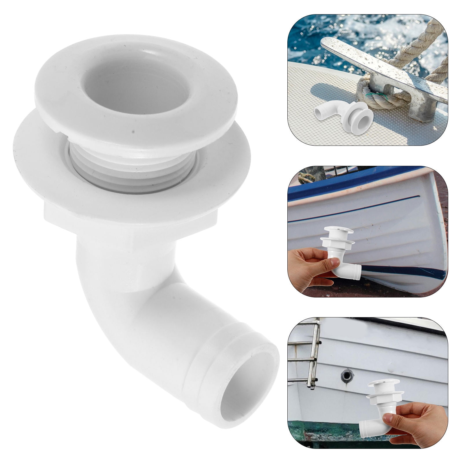 MLINS Thru-Hull Connector for Boats 90° Marine RV Drain Durable Yacht ...