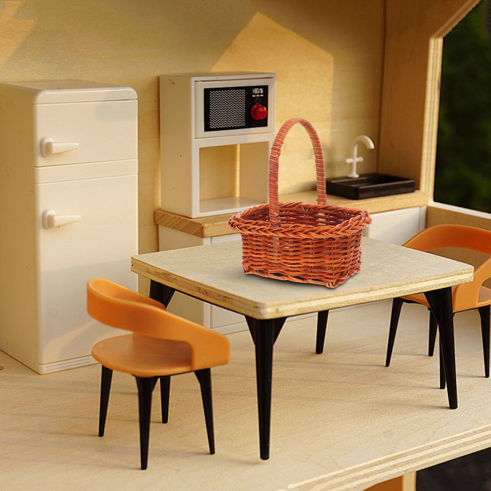 MLINS Tiny Rattan Basket With Handle For Picnic And Photography Small ...