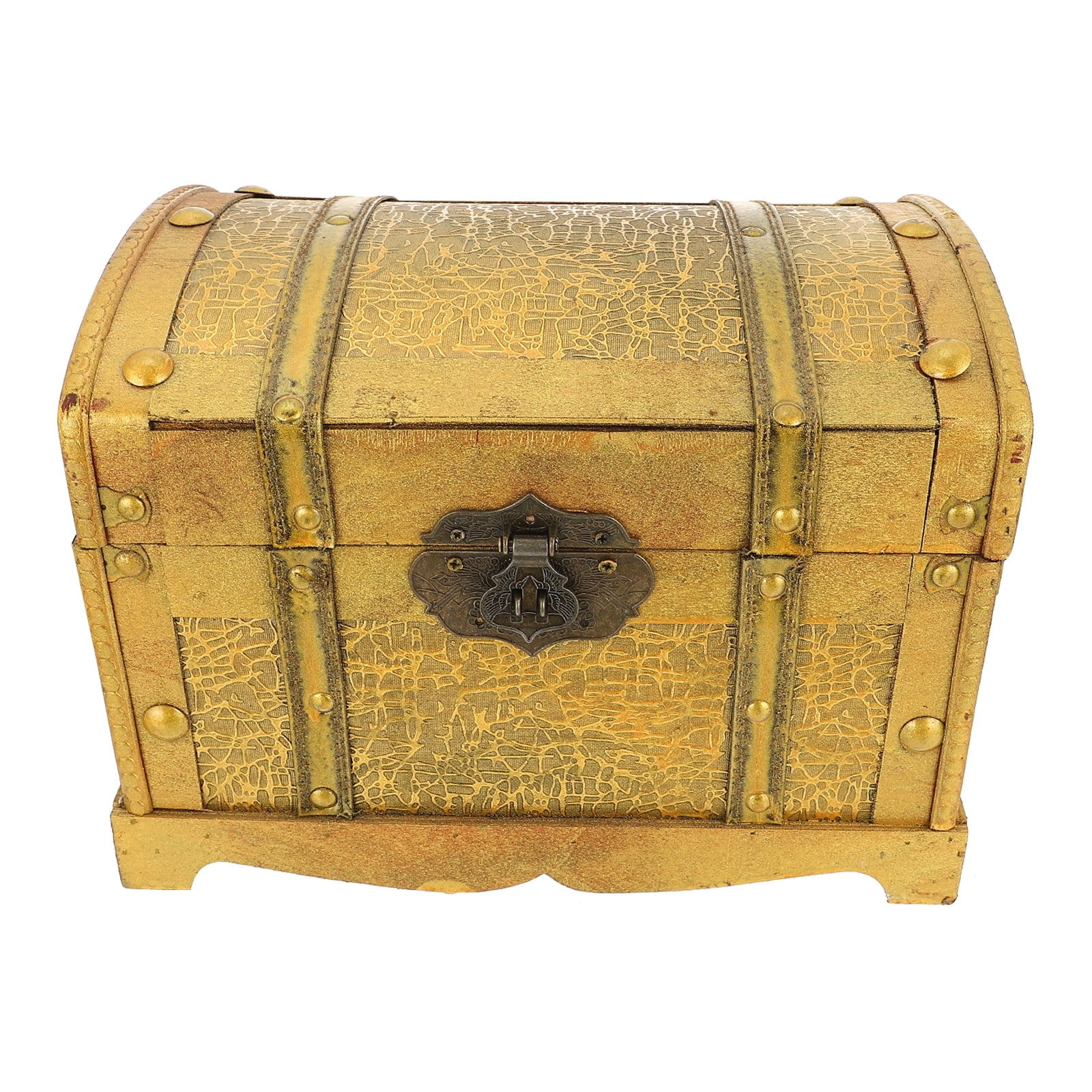 MLINS Toy Wooden Box Distressed Lockable Treasure Chest - Walmart.com