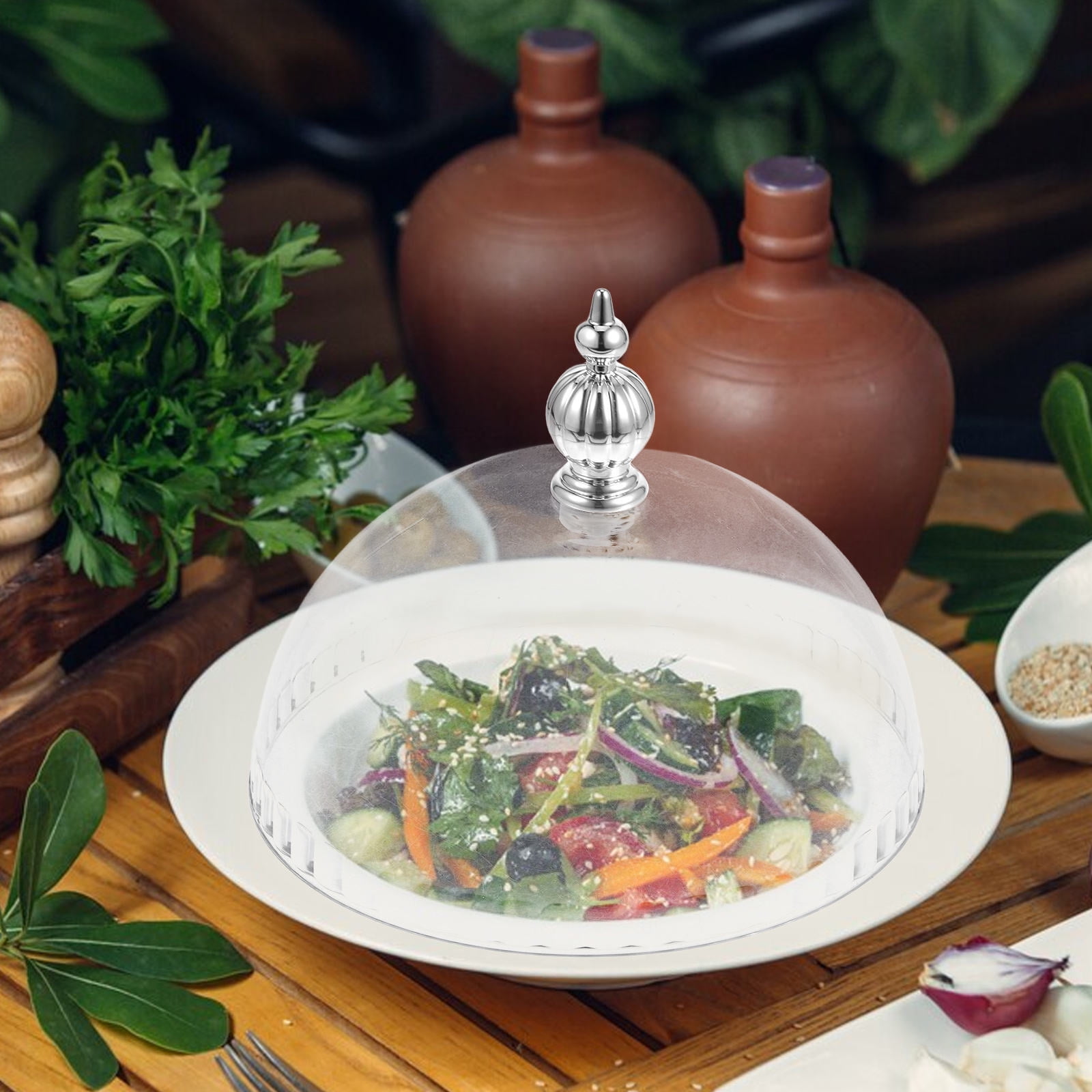 MLINS Transparent Cake Dome Plastic Cloche 6.8 Inch Charcuterie Dome Cheese Dome Clear Cake ...