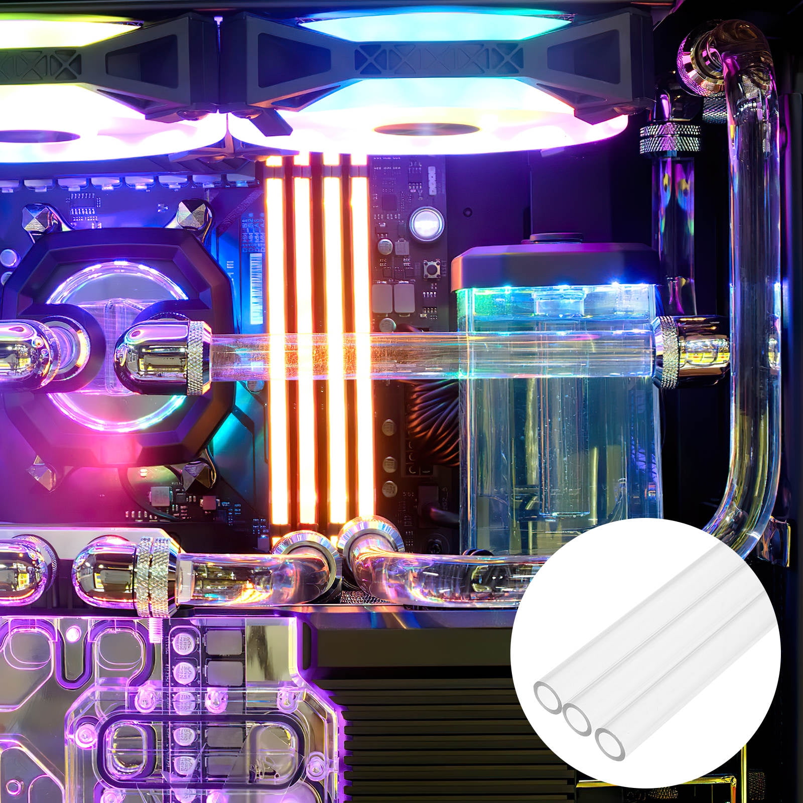 MLINS Transparent PMMA Water Cooling Tube for Computer Use 4pcs 50cm ...