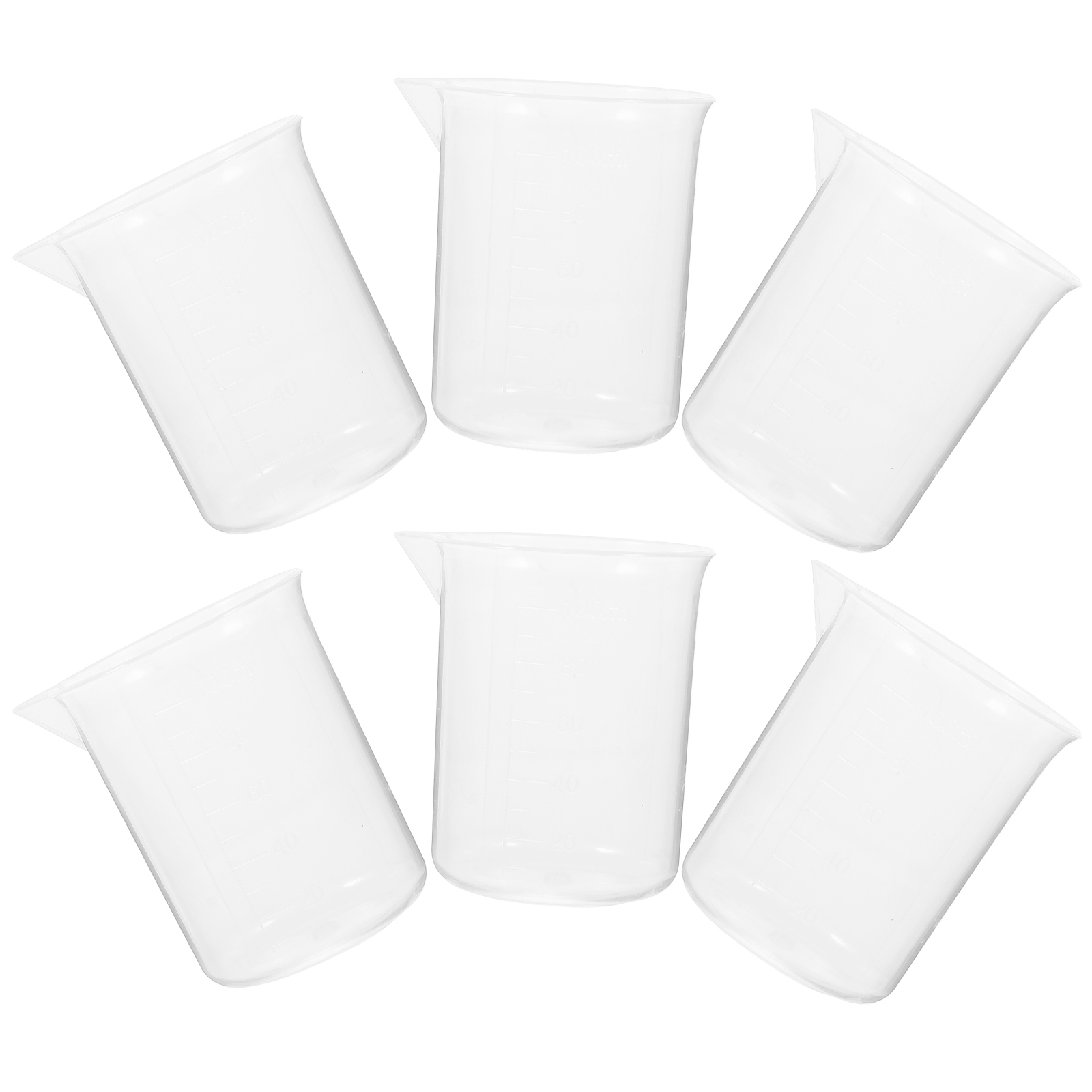 MLINS Transparent PP Plastic Measuring Beaker with Fine Graduations for Lab Use 100mL Wide Mouth ...