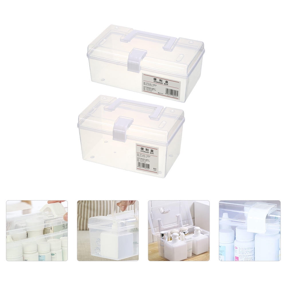 MLINS Transparent Plastic Storage Box for Home Use Portable Medicine ...
