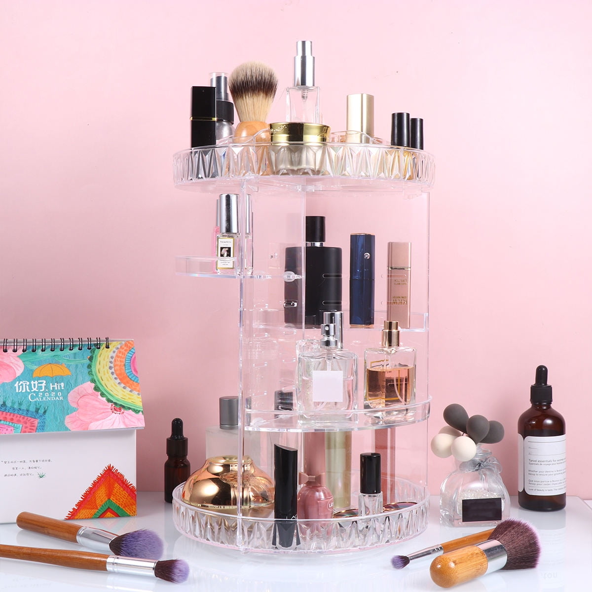 MLINS Transparent Rotative Display Stand for Cosmetics Shelf to Keep ...