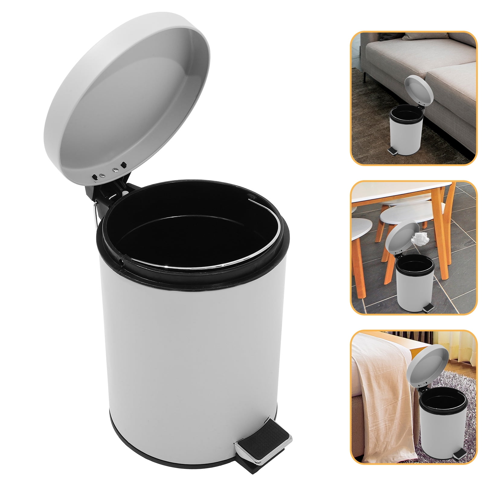 MLINS Trash Bin Step Pedal Trash Kitchen Waste Bin Low Noise Garbage ...