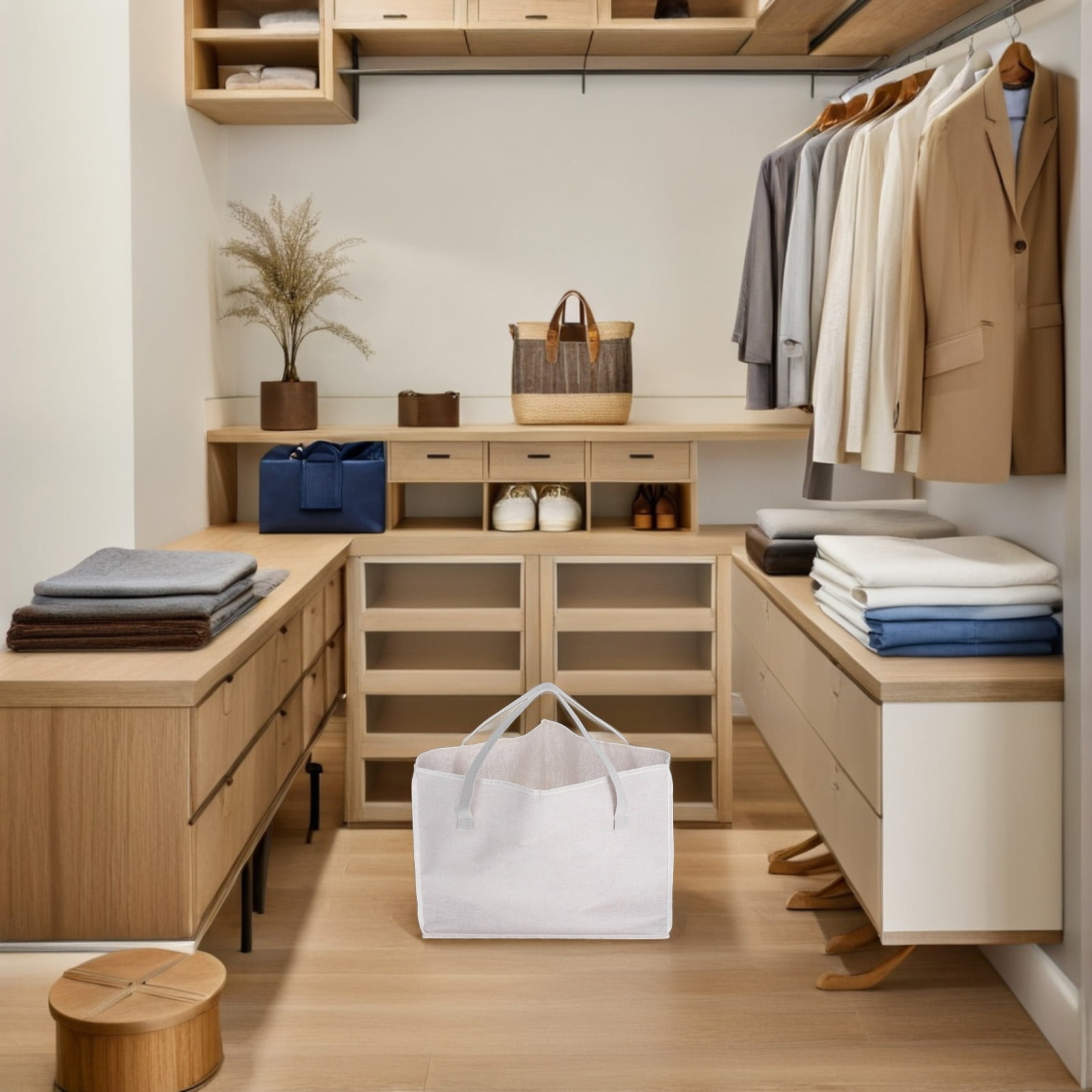 DINHEAROM Triangle Hanger Storage Bag Beige 1Pcs 18.3x13.8x13.8in ...