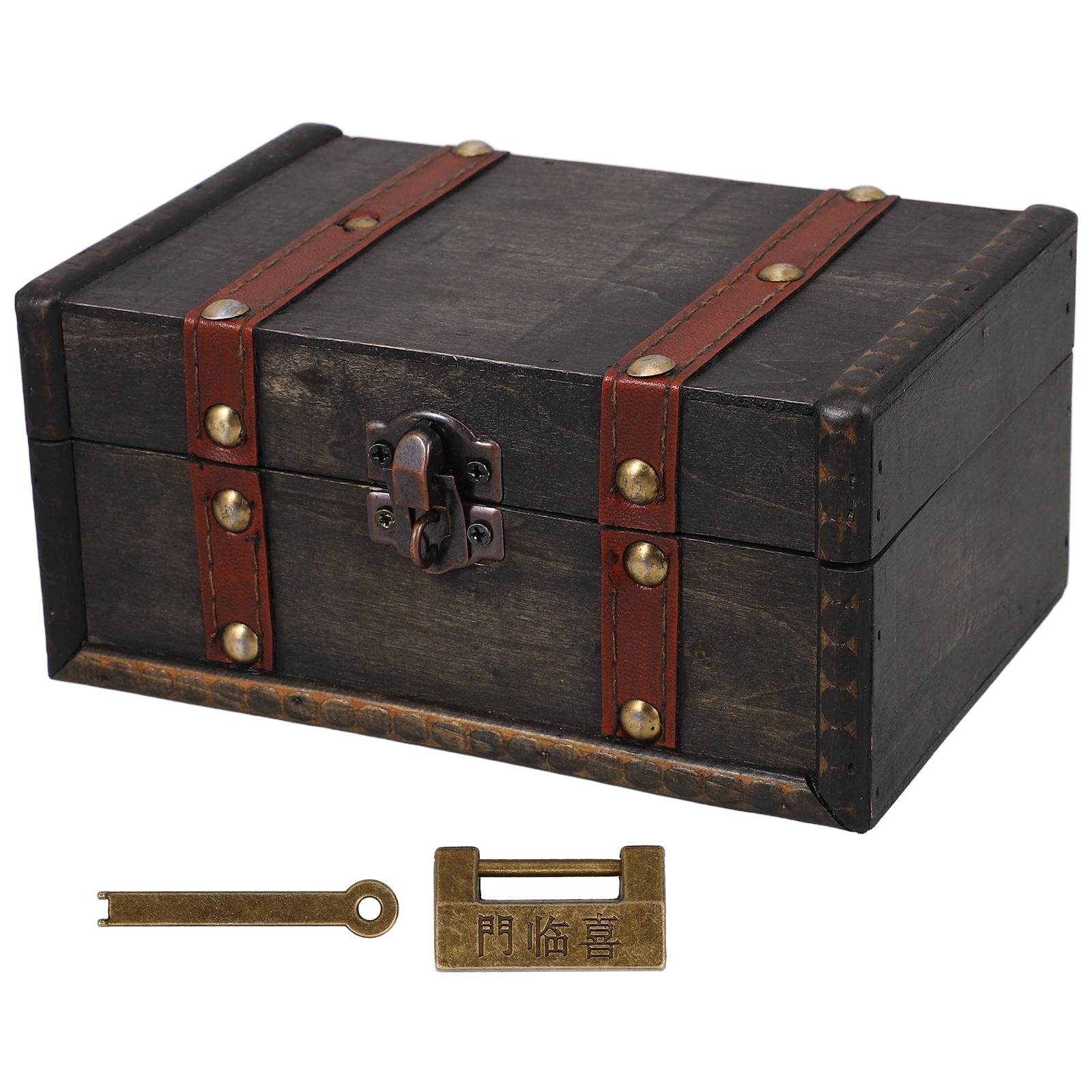 MLINS Vintage Wooden Keepsake Box with Lock Small Decorative Storage ...