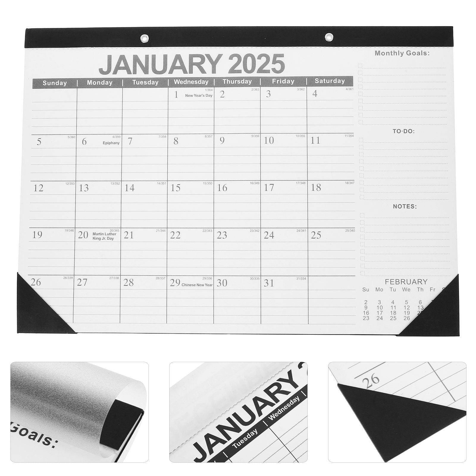 MLINS Wall Hanging Calendar Large Whiteboard Calendars Office Black ...