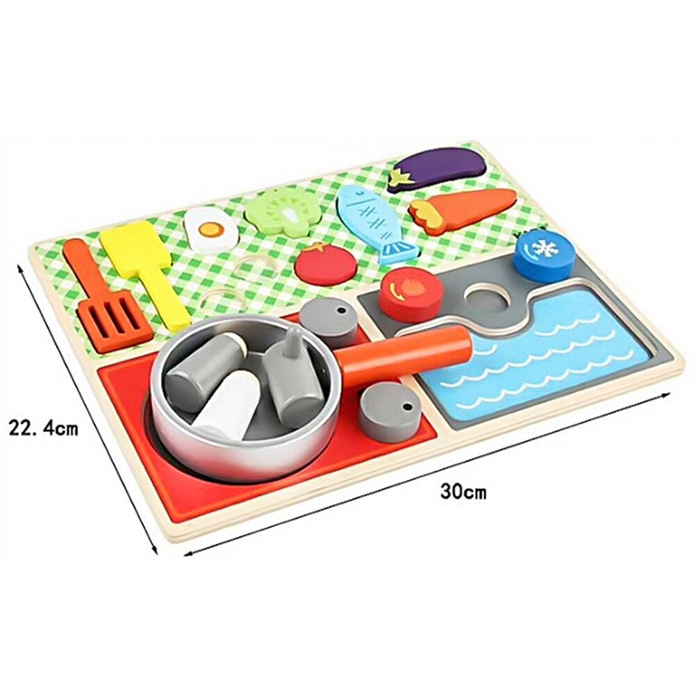 MLINS Wooden Toy Kitchen Utensils for Kids Use Pretend Play Cooking ...