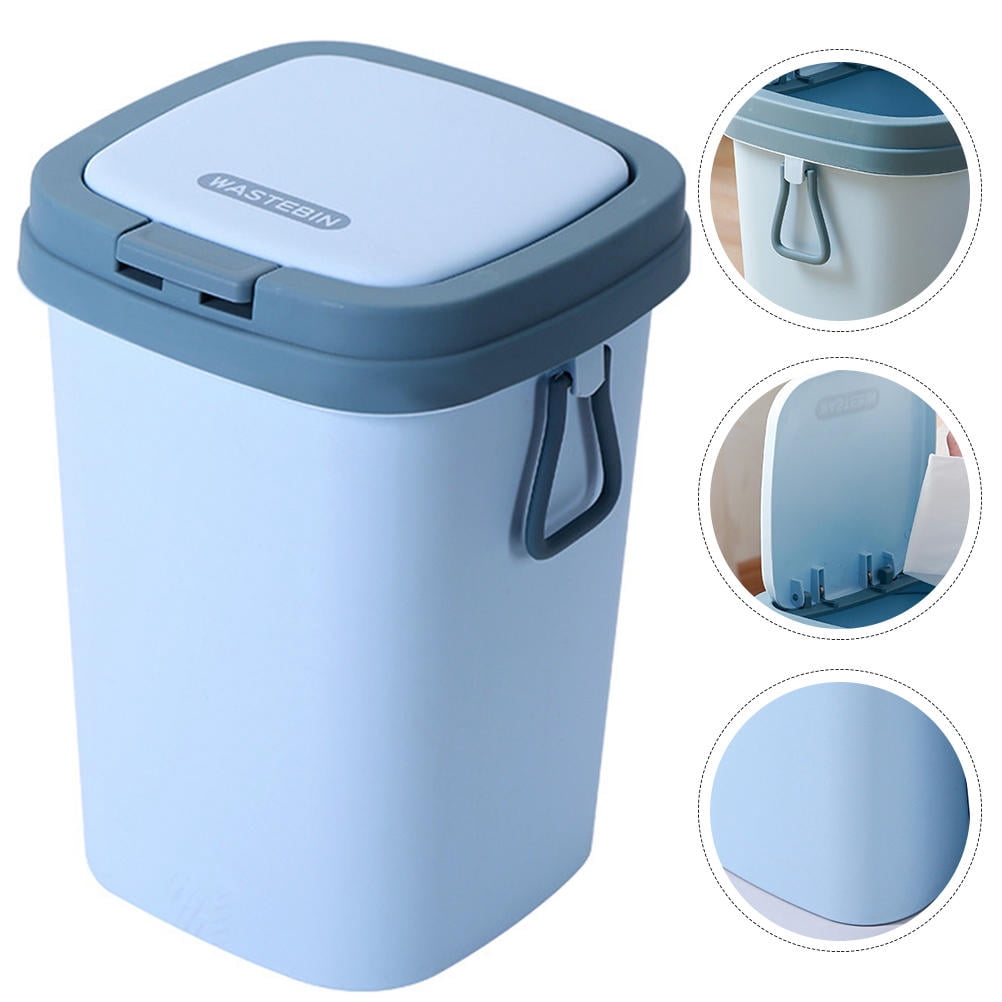 FONWILYO Press Type Trash Can Lightweight Sky-Blue Plastic 1Set 12.4X8 ...