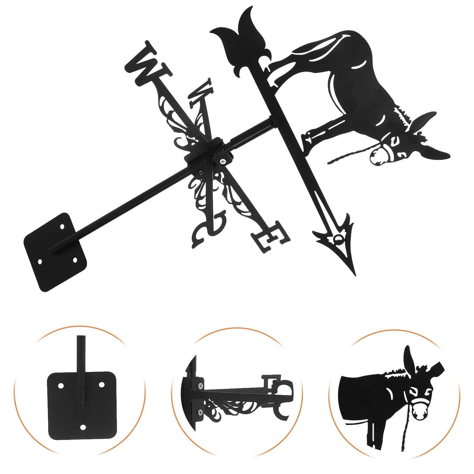MLINS Weathervane with Donkey Shaped Stakes Decorative Wind Direction ...
