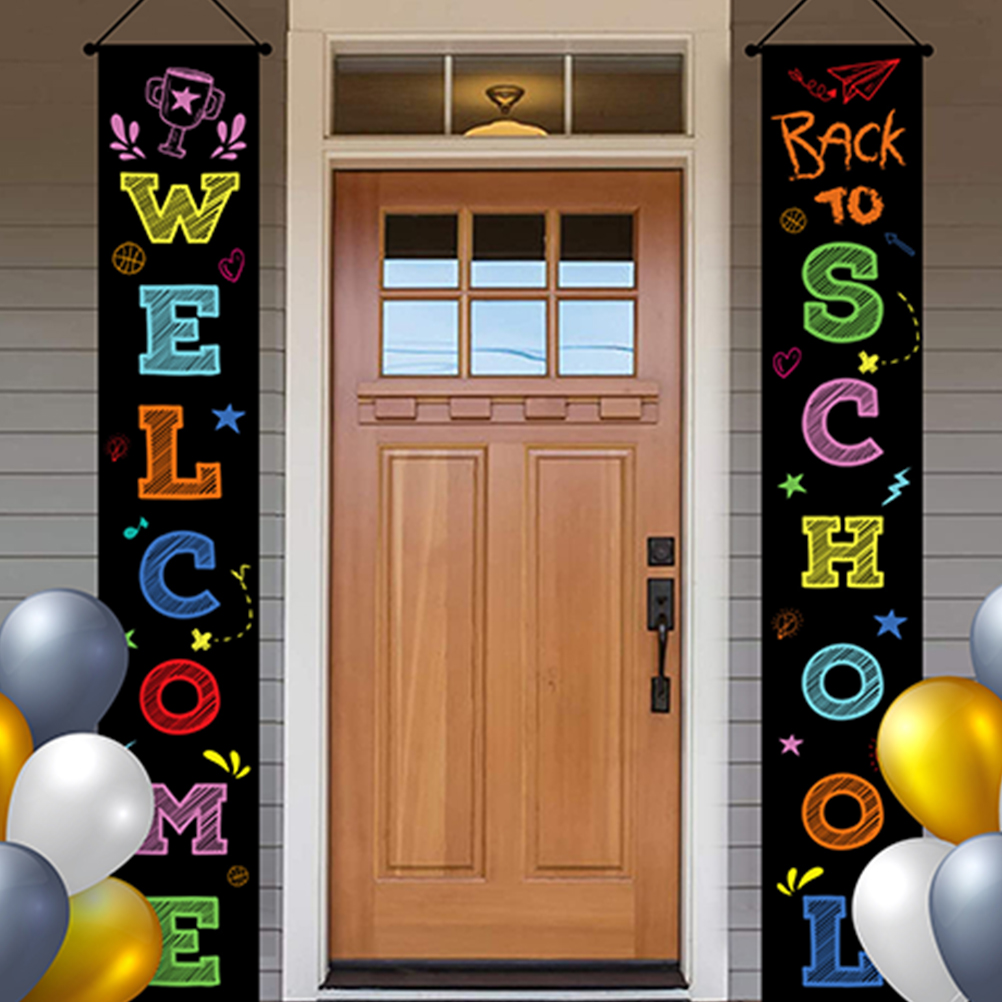 MLINS Welcome Door Banner Back to School Porch Sign Season Couplet ...