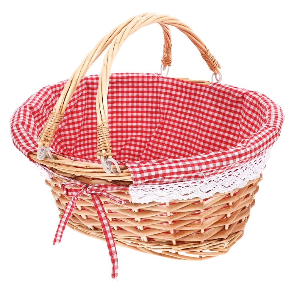 MLINS Wheelbarrow Wheel Baskets Rattan Picnic Basket Shopping 32.00X25 ...