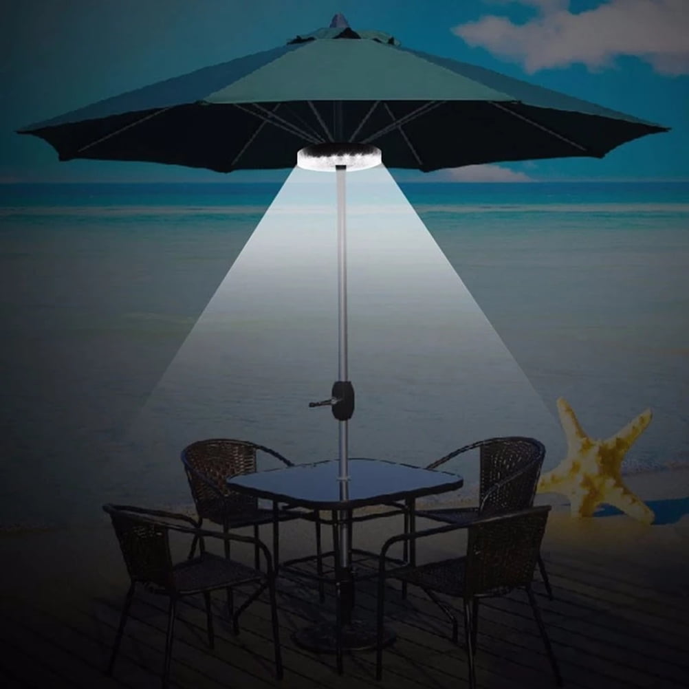 MLINS White 20+4 Roman Light Detachable Outdoor Cordless Patio Umbrella ...