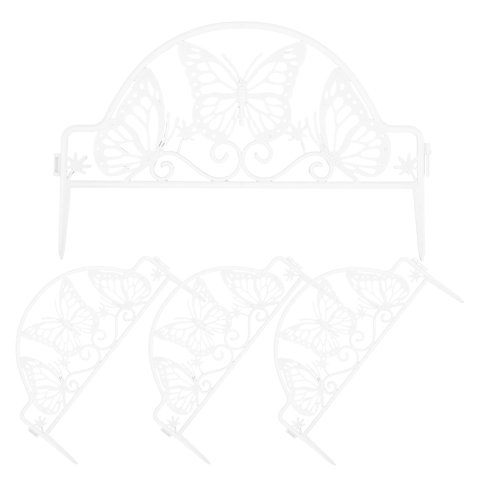 MLINS White ABS Garden Edging Border for Decoration with 4 Pcs Fence ...