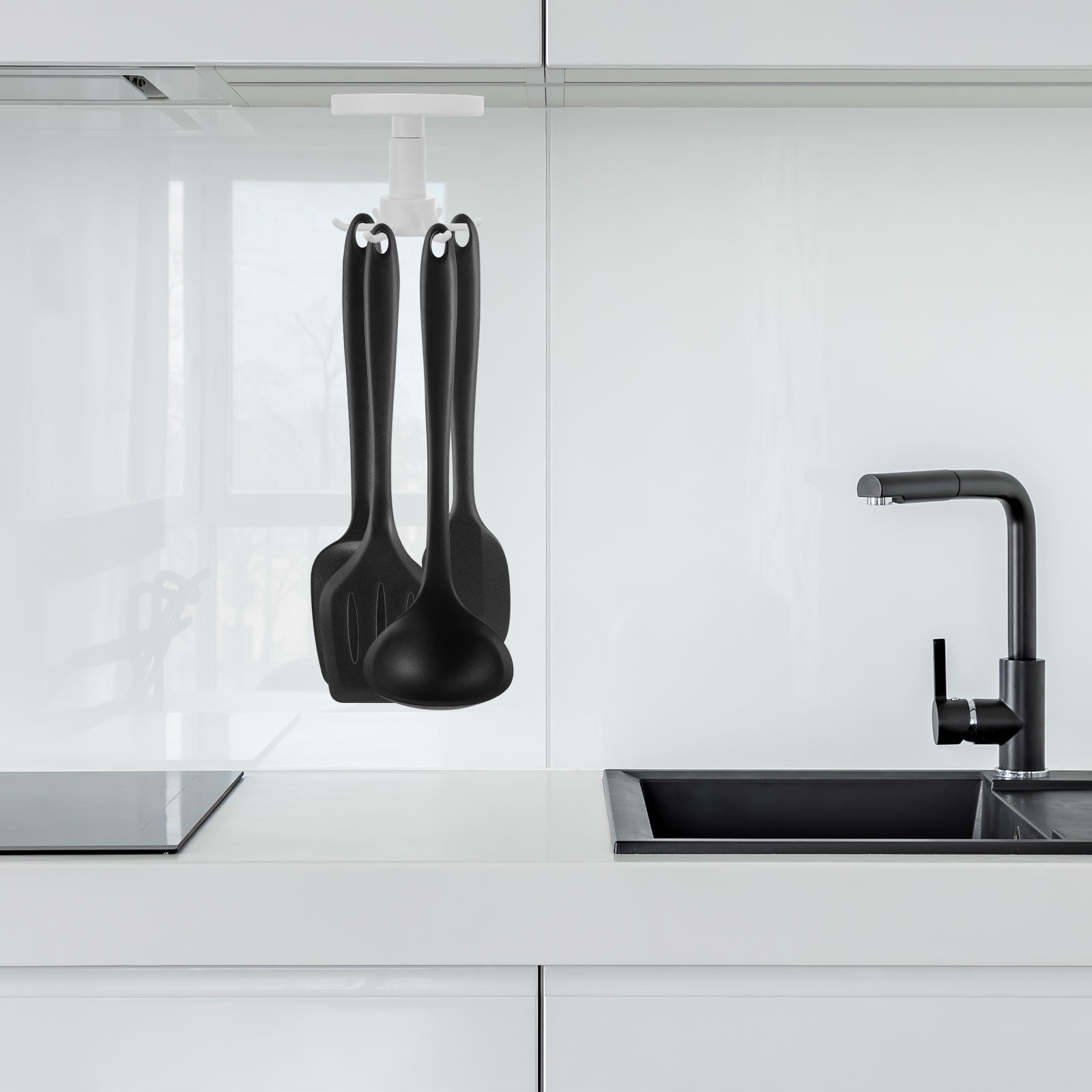 MLINS White ABS Kitchen Hooks for Hanging Utensils 360° Rotatable ...