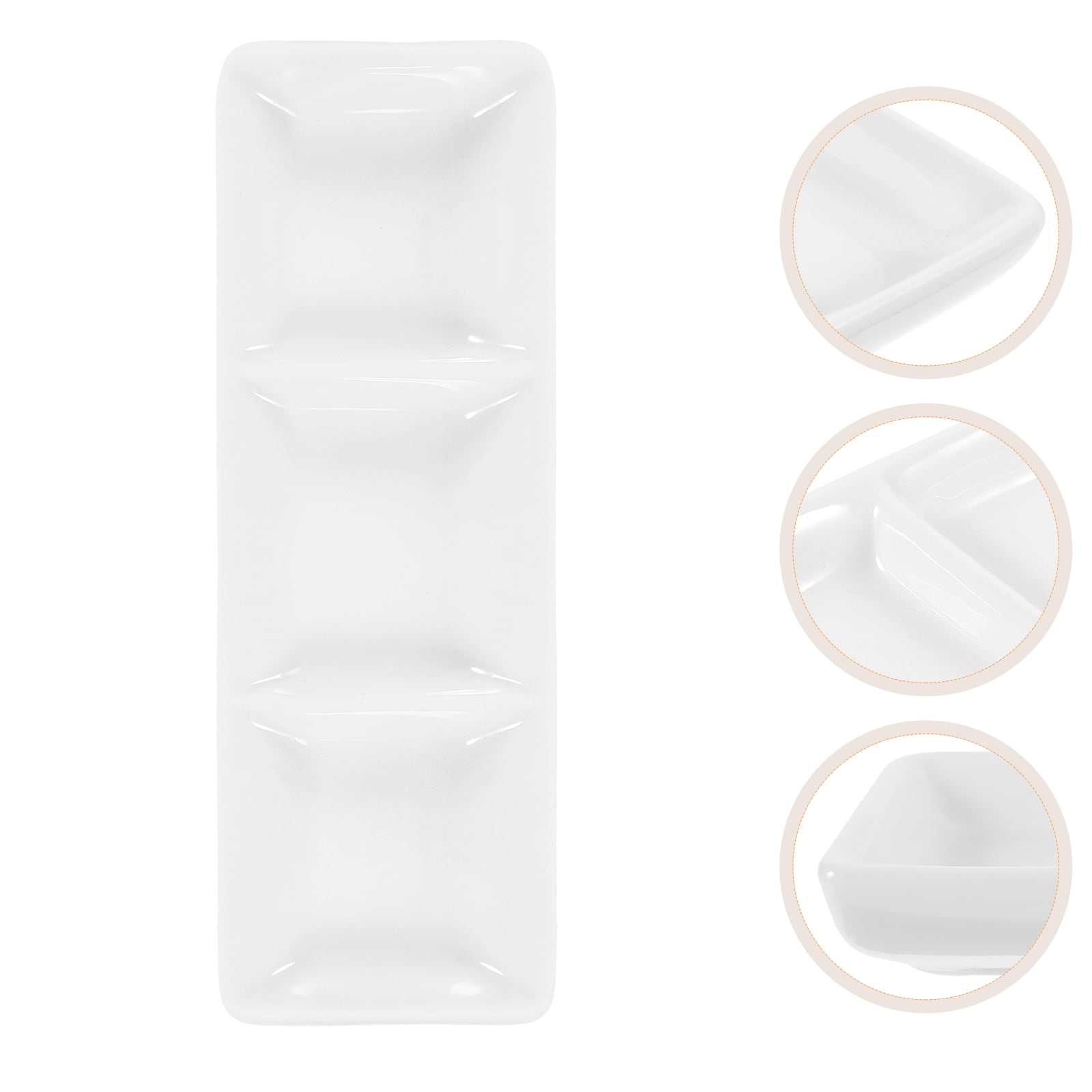 MLINS White Ceramic Appetizer Serving Tray with Divided Sauce Dishes ...